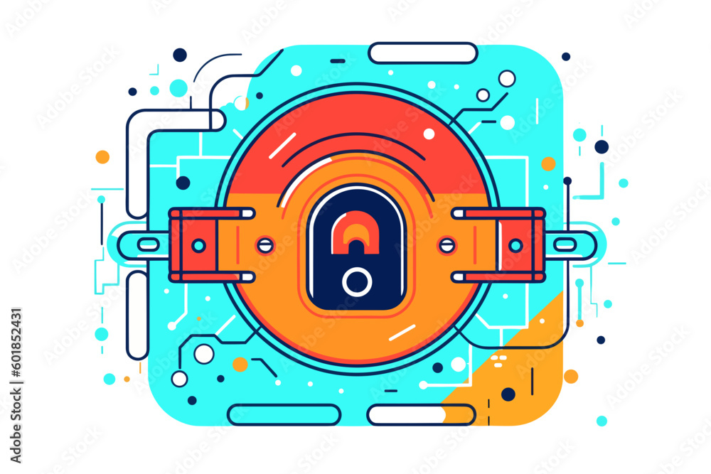 Doodle inspired Security, cartoon sticker, sketch, vector, Illustration ...