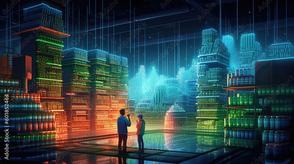 Logistic manager is explaining the warehouse in charge of storing ...