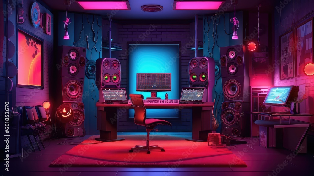 Vocal recording studio with recording booth audio monitors, Musical ...