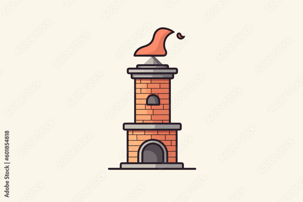 Doodle inspired Chimney pot, cartoon sticker, sketch, vector ...