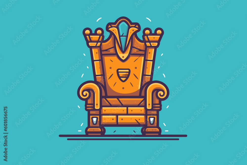 Doodle inspired Throne, cartoon sticker, sketch, vector, Illustration ...