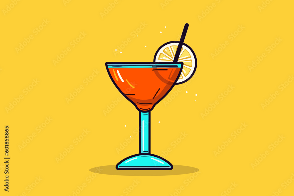 Doodle inspired Cocktail stirrer, cartoon sticker, sketch, vector ...