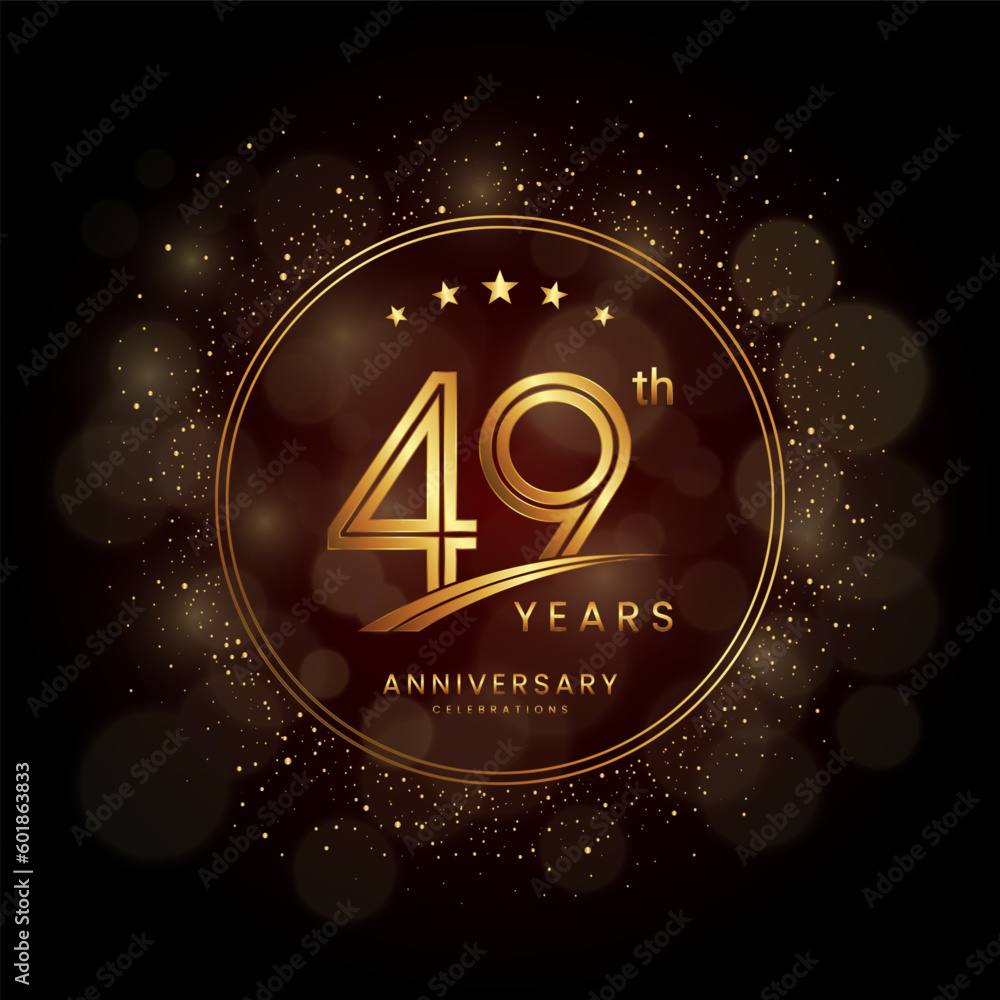 49th anniversary logo with gold double line style decorated with ...