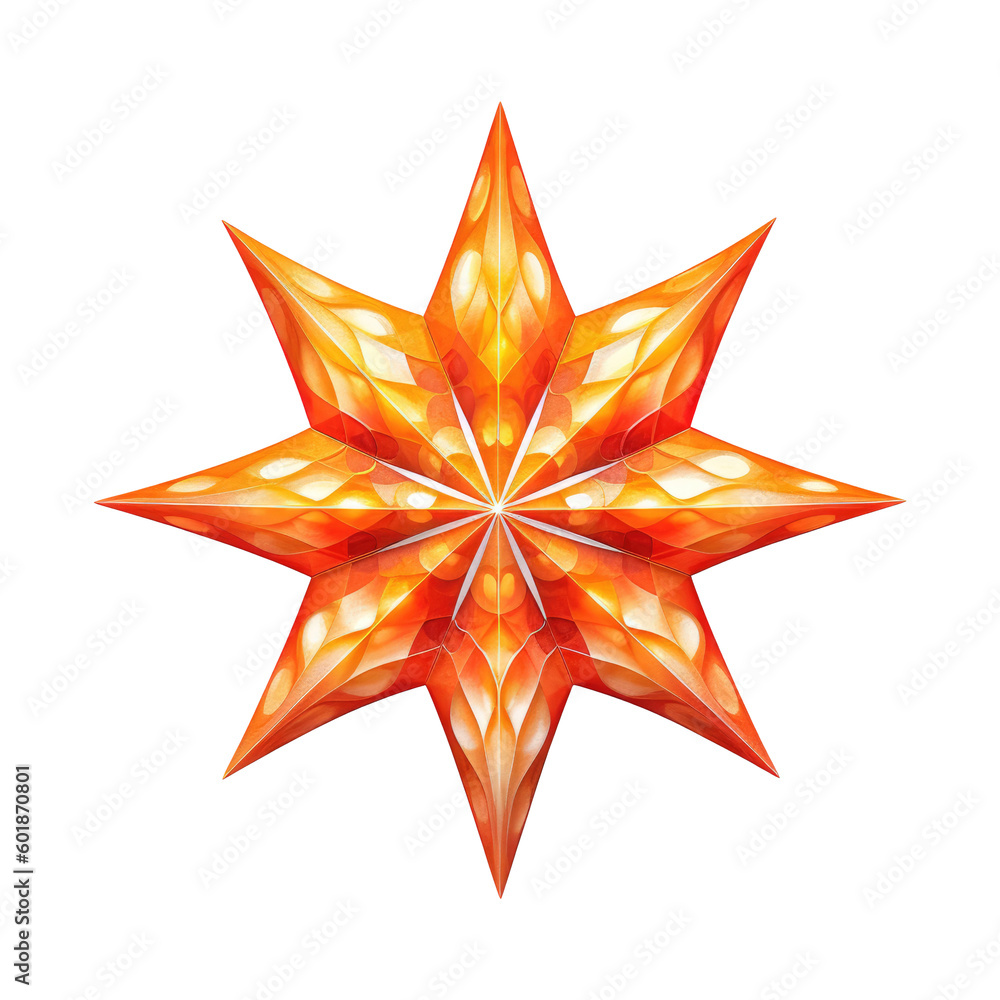 Orange fiery star isolated on white, transparent background, PNG, ai ...