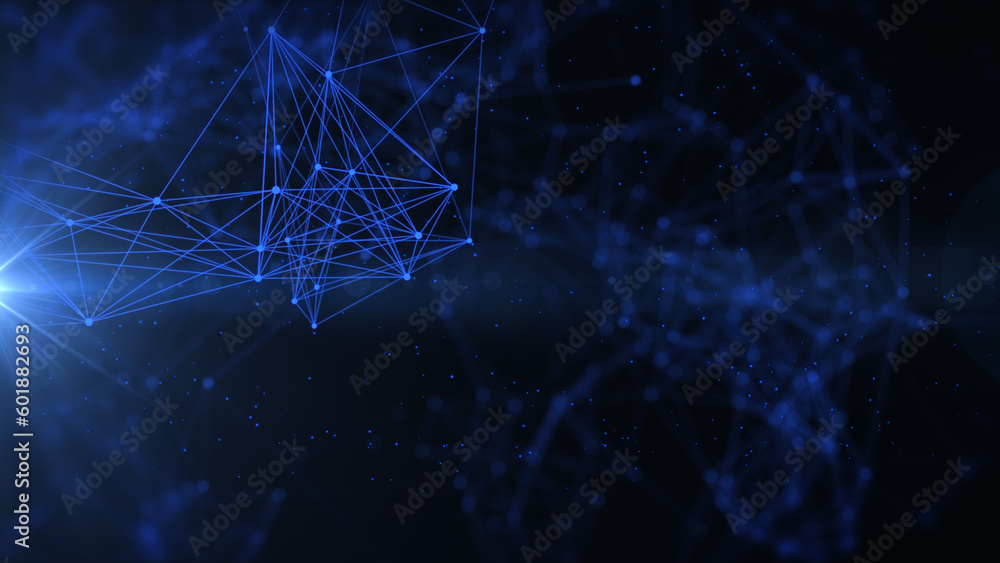 Abstract low polygonal blue cyberspace network connection flowing ...