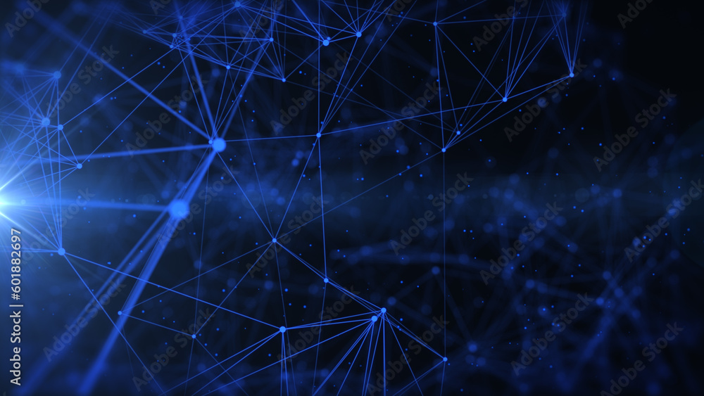 Abstract low polygonal blue cyberspace network connection flowing ...