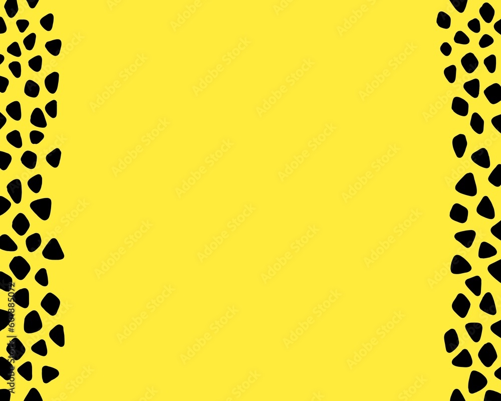 black doodle dots, left and right side border on yellow background ...