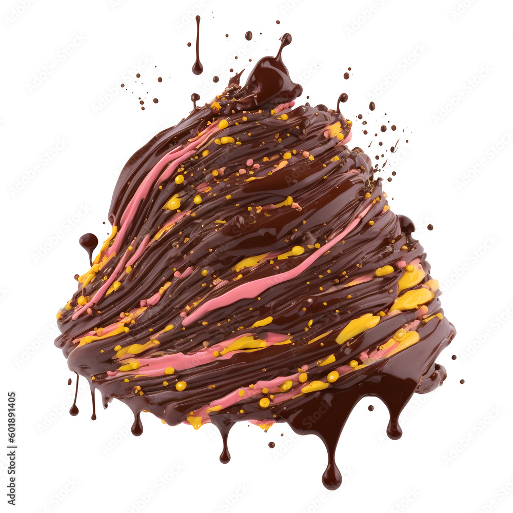 Delicious chocolate cake topped with candy sprinkles, splashes and ...