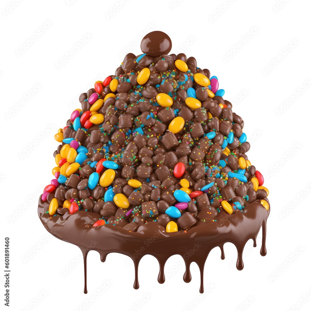 Delicious chocolate cake topped with candy sprinkles, splashes and ...
