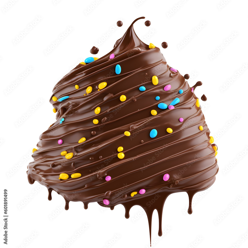 Delicious chocolate cake topped with candy sprinkles, splashes and ...