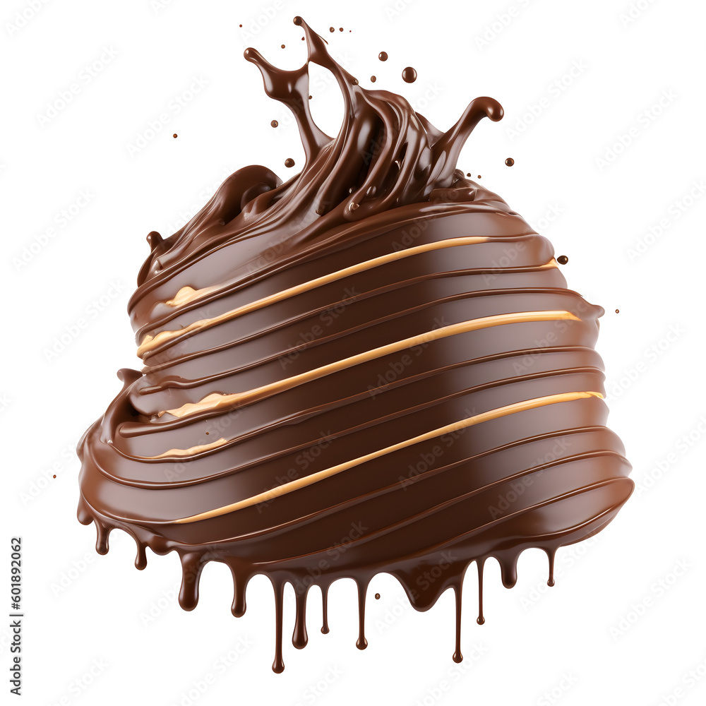 chocolate cake topping with delicious splashes and melts isolated on ...