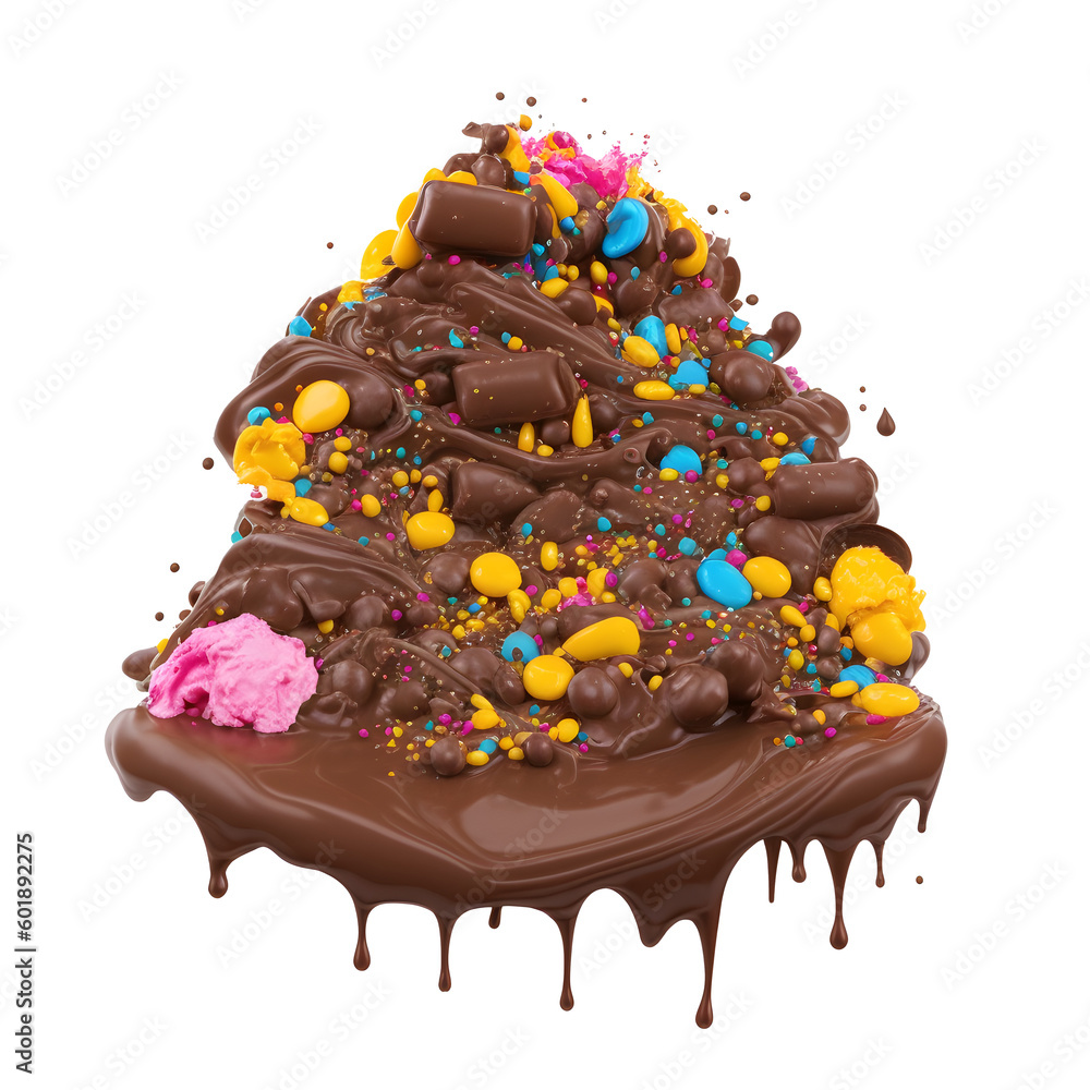 Delicious chocolate cake topped with candy sprinkles, splashes and ...