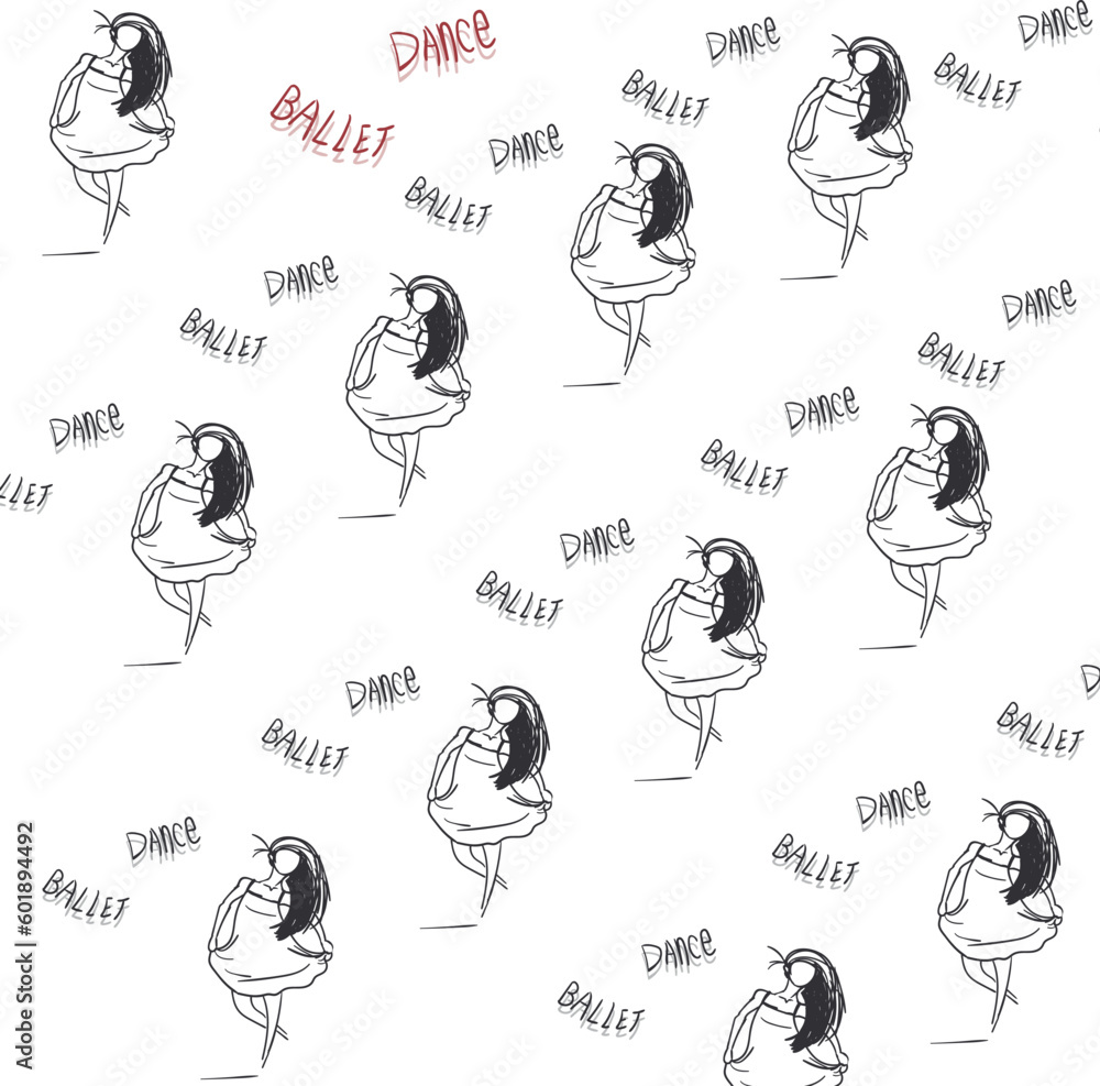 Painted girls dancing and a cluster of the words "dance" and "ballet ...