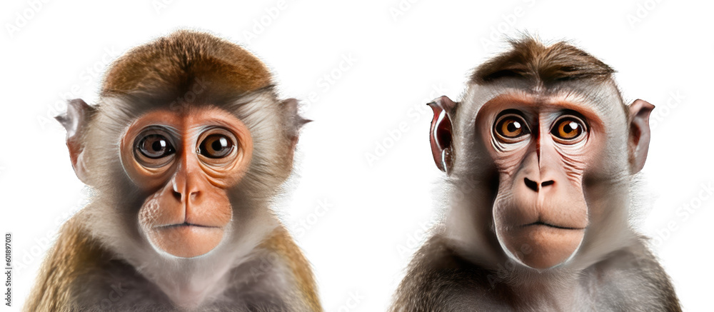 Baby and Adult Monkey Face Shot Isolated on Transparent Background ...