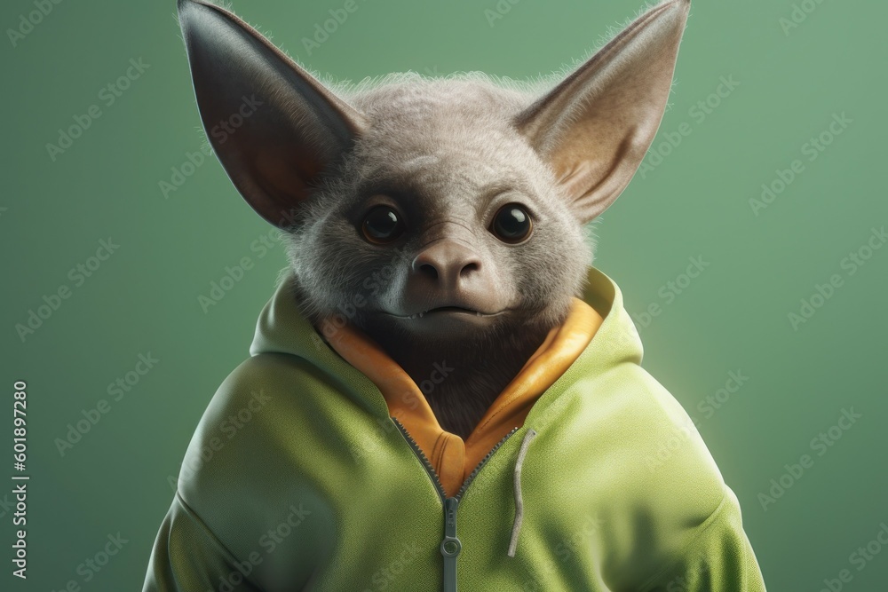 Anthropomorphic bat dressed in human clothing. humanized animal concept ...