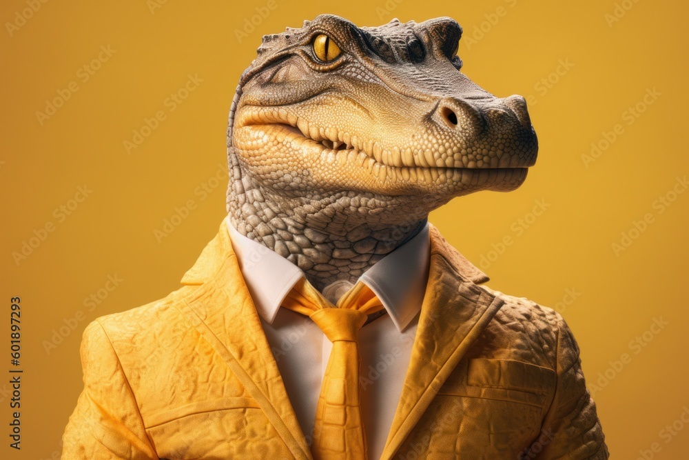 Anthropomorphic Alligator dressed in a suit like a businessman ...