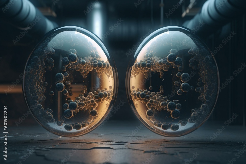 Two rounded cells are in the midst of dividing. Generative AI Stock ...