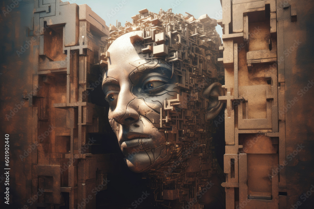 Stagnant trapped mind, concept illustration for psychological health ...