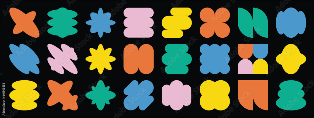 Set of abstract retro geometric shapes vector. Collection of ...