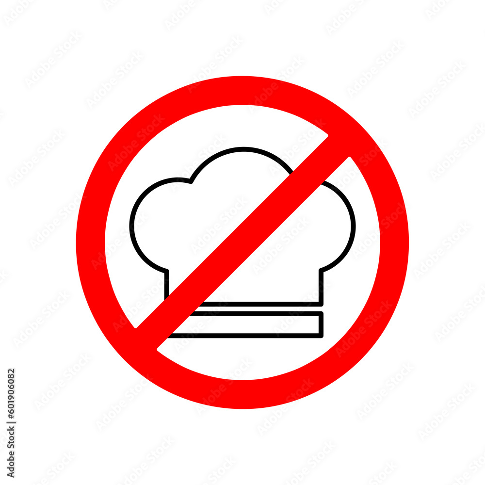 No Chef Hat Symbol Isolated on White Background. Restaurant Vector ...