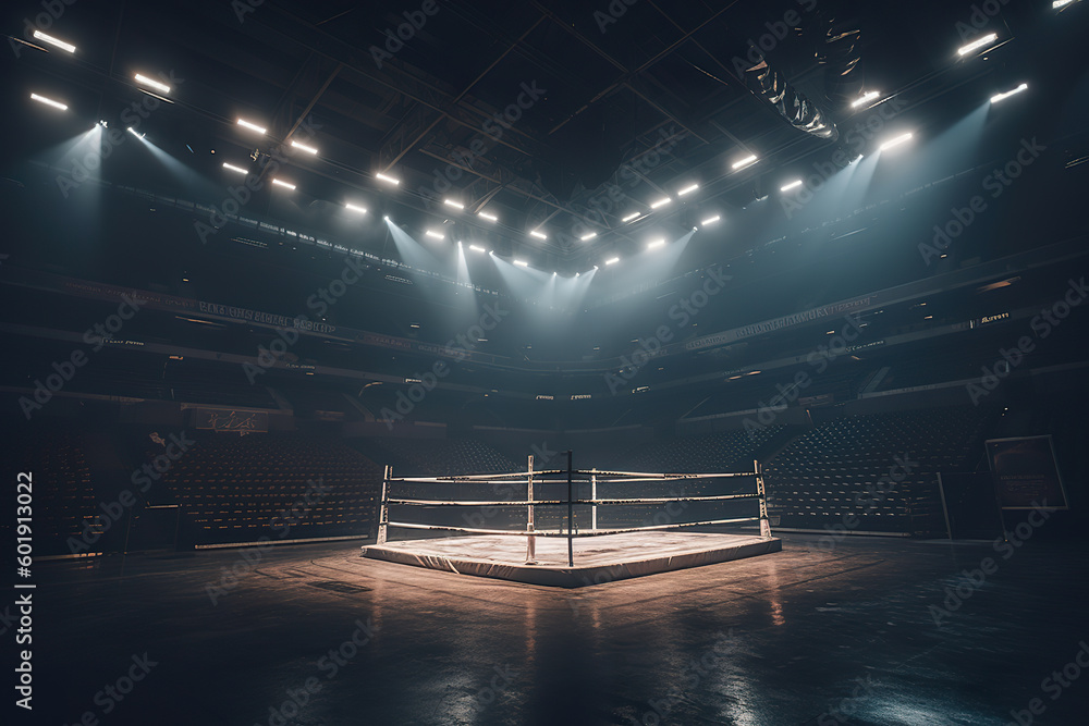 Sports wrestling and boxing sport. Empty boxing arena for competitions ...