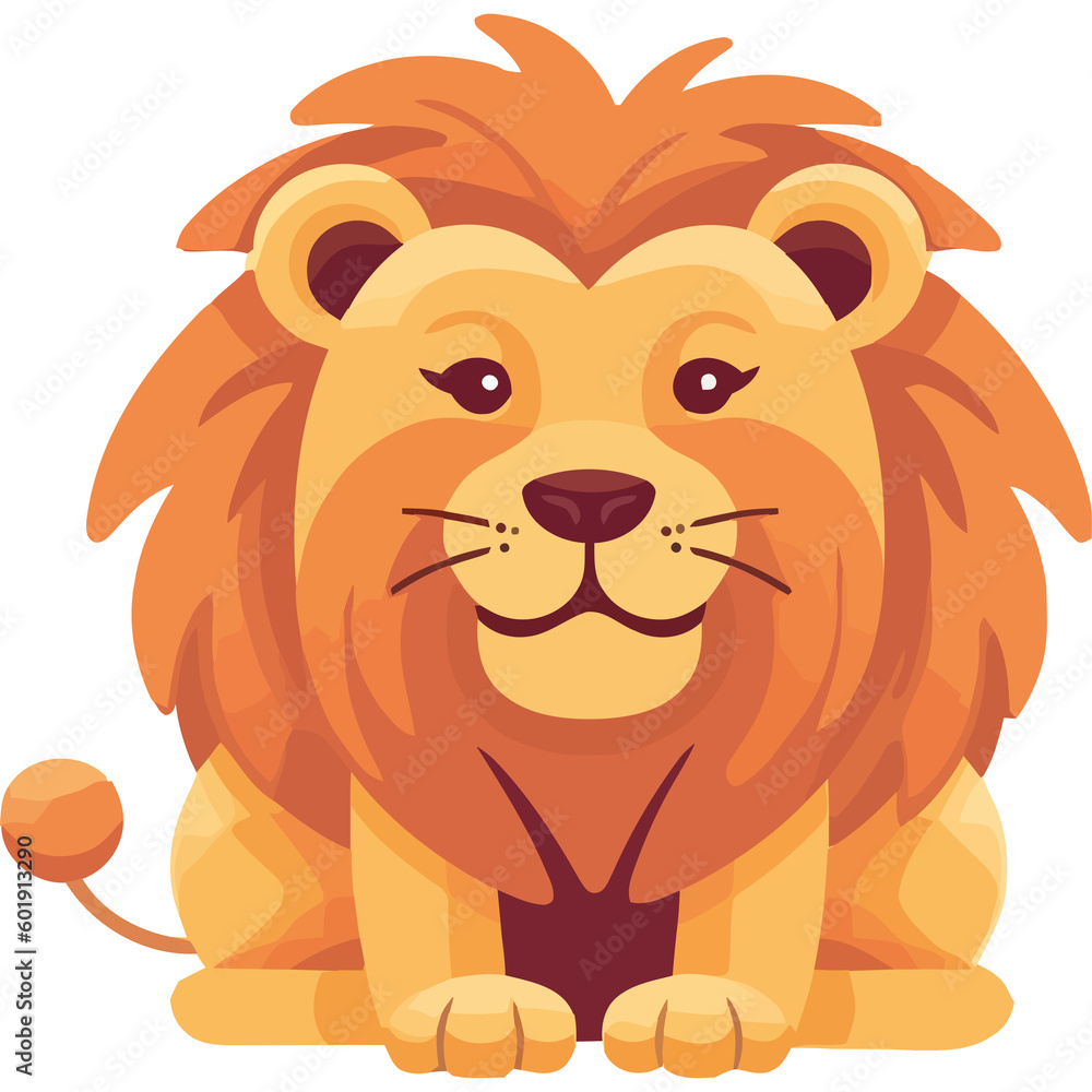 Cute cartoon lion sitting Stock Illustration | Adobe Stock