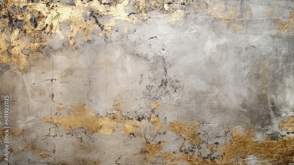 Silver background texture with golden elements created using generative ...