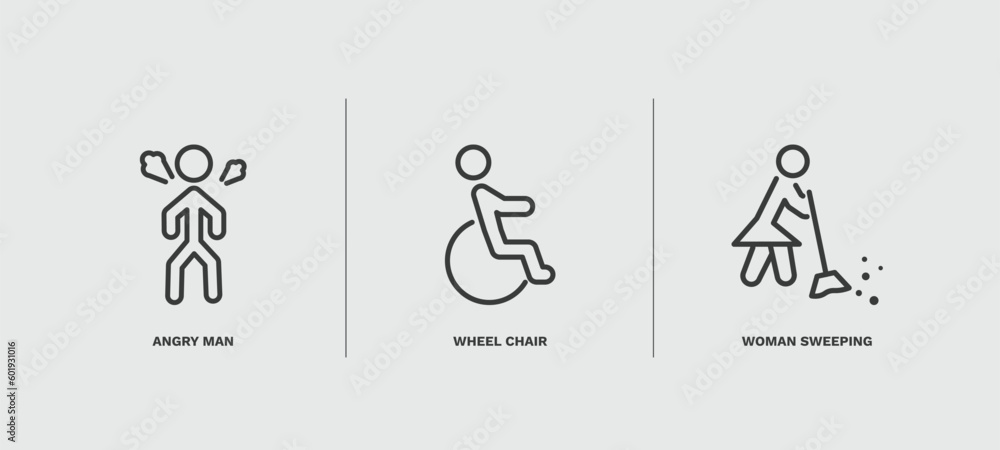 set of humans and behavior thin line icons. humans and behavior outline ...