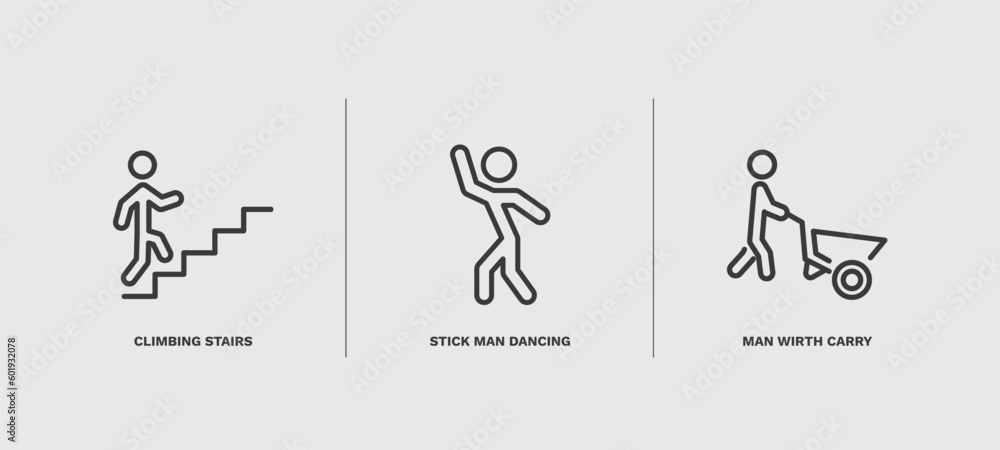 set of behavior and action thin line icons. behavior and action outline ...