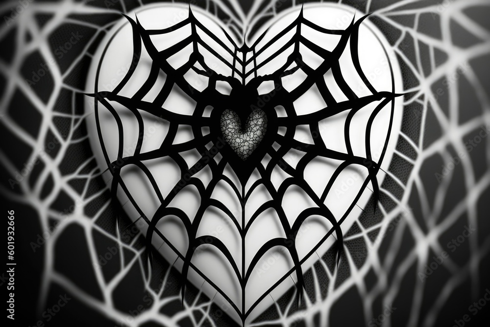 Heart made with spiderman webs Generative AI Stock Illustration | Adobe ...
