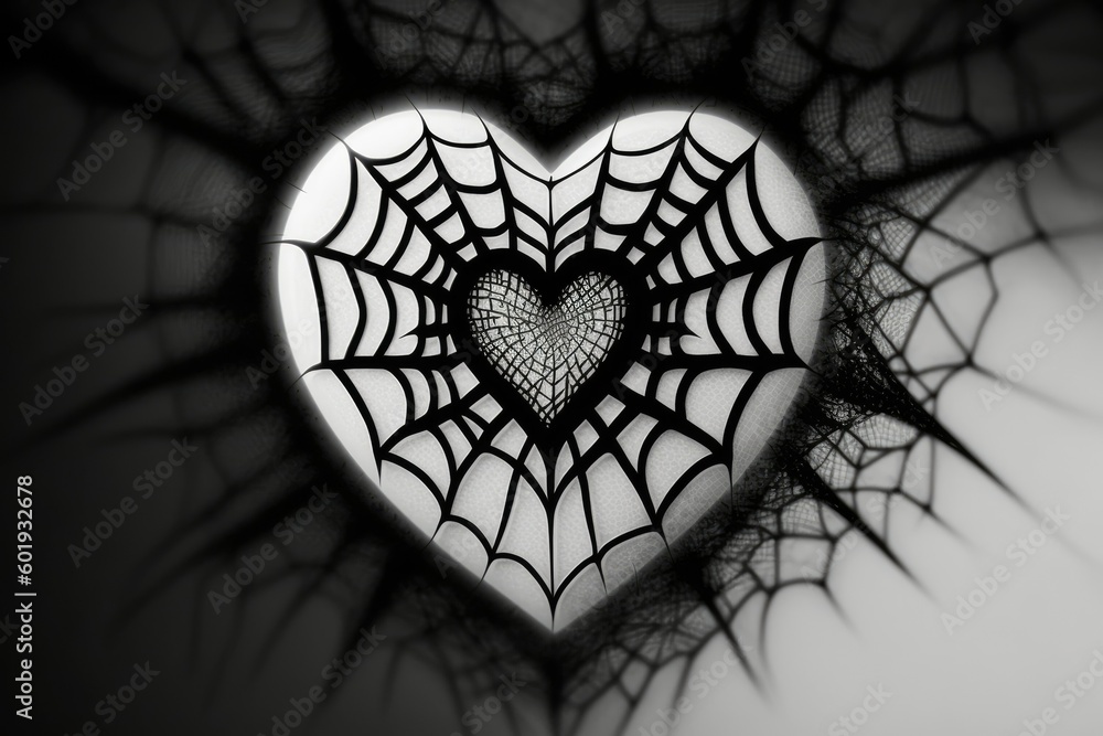 Heart made with spiderman webs Generative AI Stock Illustration | Adobe ...
