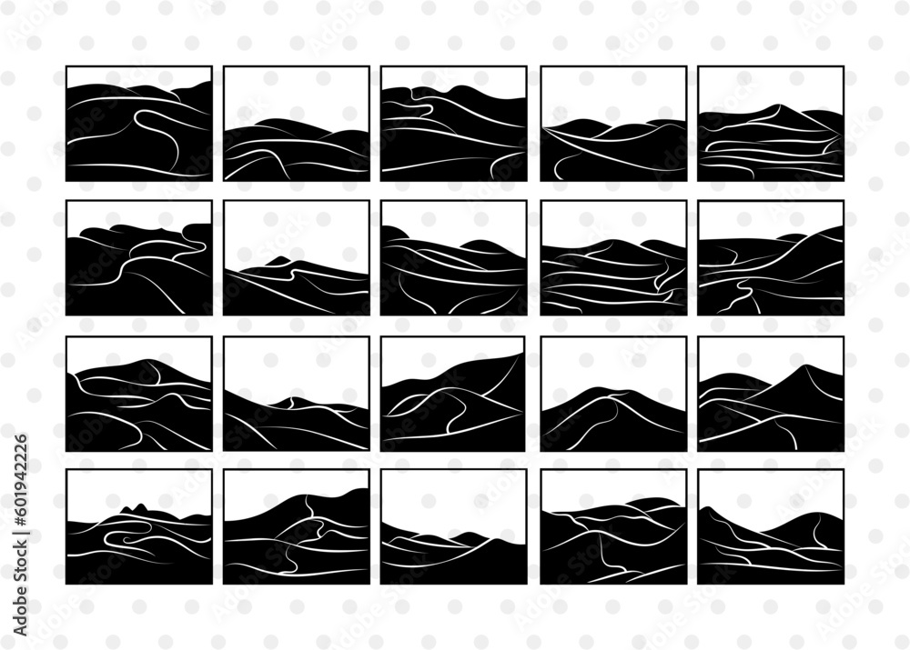 Sand Dunes Silhouette, Sand Dunes SVG, Desert Svg, Rolling Sand Dune ...