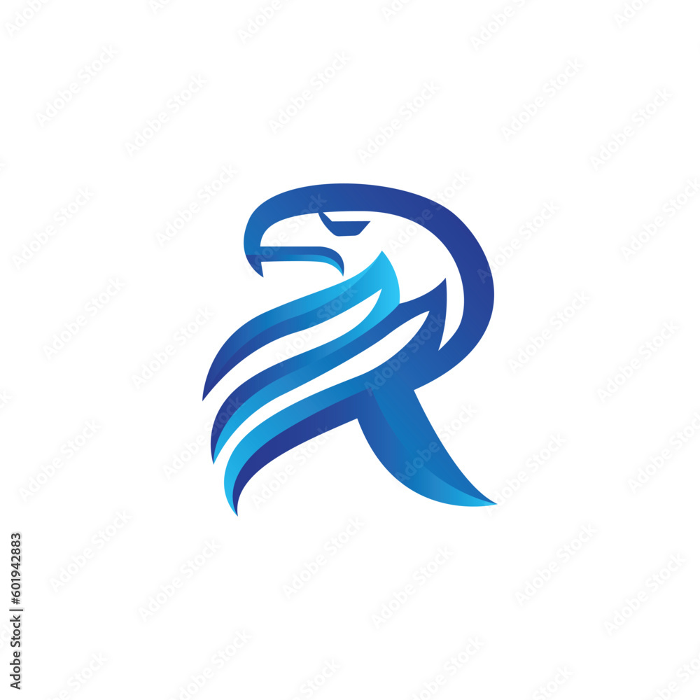 Combination of letter R, Eagle Head with wing for company logo, Letter ...