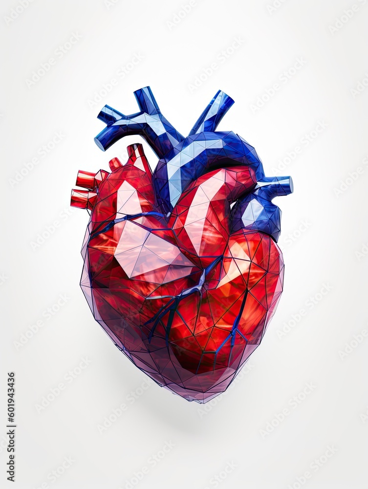 Human heart created with polygons - illustration on white background ...