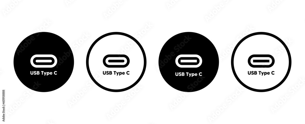 Usb Type C vector icon set. Usb disk simbol. Usb flash sign Stock ...