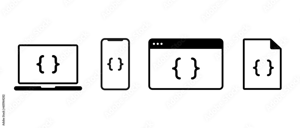 Code Device Vector Icon Device Coding Program Script Sign App Programming Window Illustration