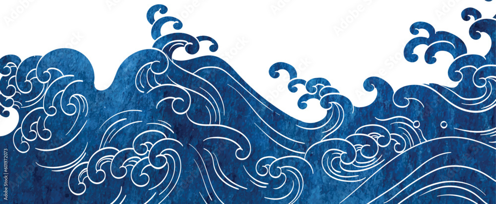 Japanese background with watercolor texture painting element vector ...