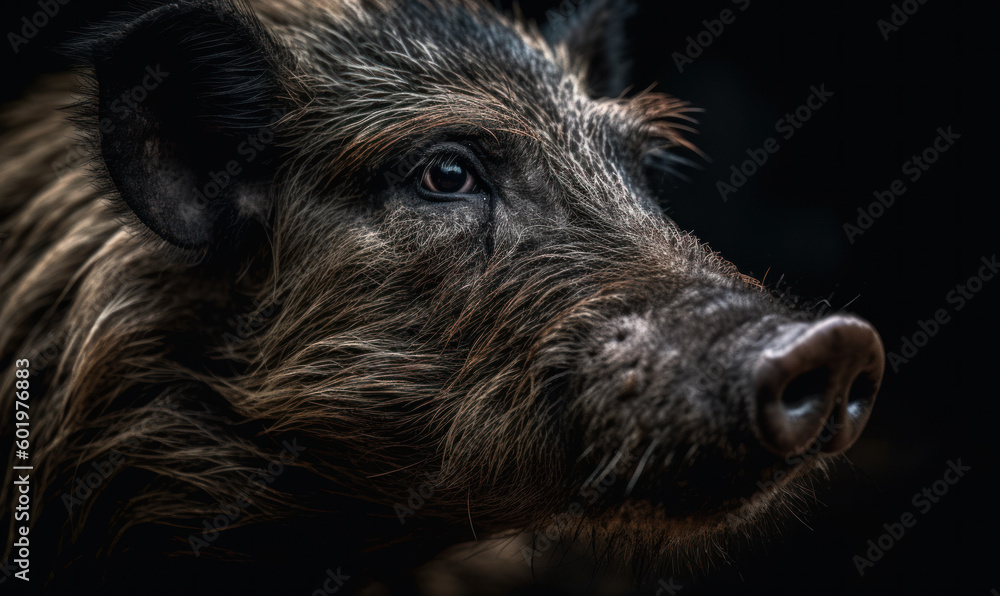 Wild Boar Majesty: Photo of hog, portrait showcasing the breed's rugged ...