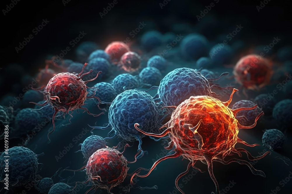 Cancer cell. Oncology, research, structure. mutation, somatic cell of ...