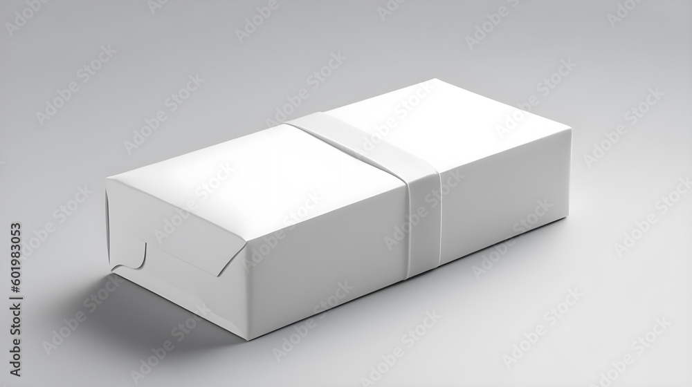 oblong white clean box - mockup on a simple light gray background ...