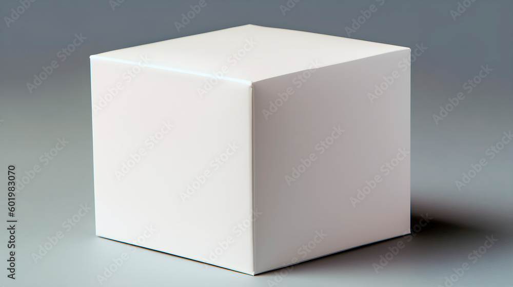 mockup - a white square box with a lid on a light uniform simple ...