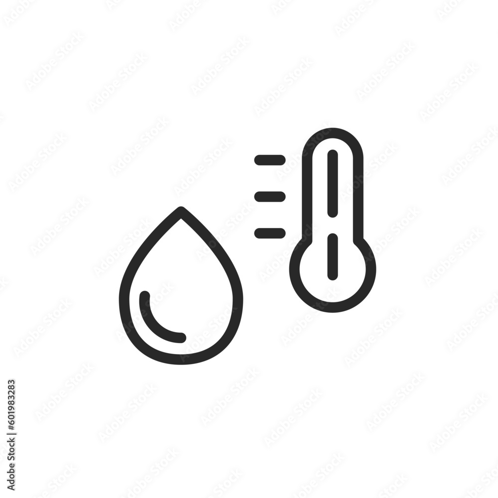 Water Temperature Measurement Icon. Vector Editable Outline Sign of a ...