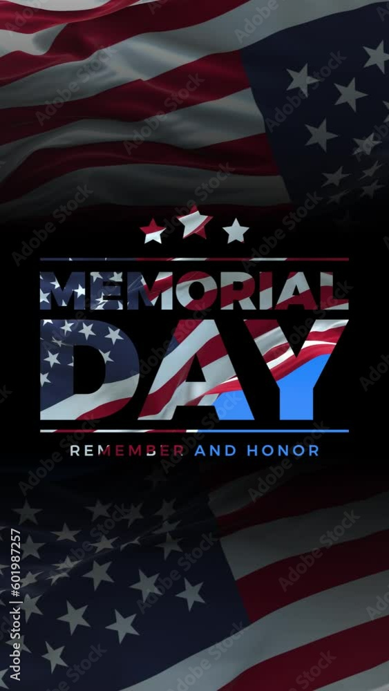 Memorial day animation. Happy memorial day. Flag USA. Honoring all who ...