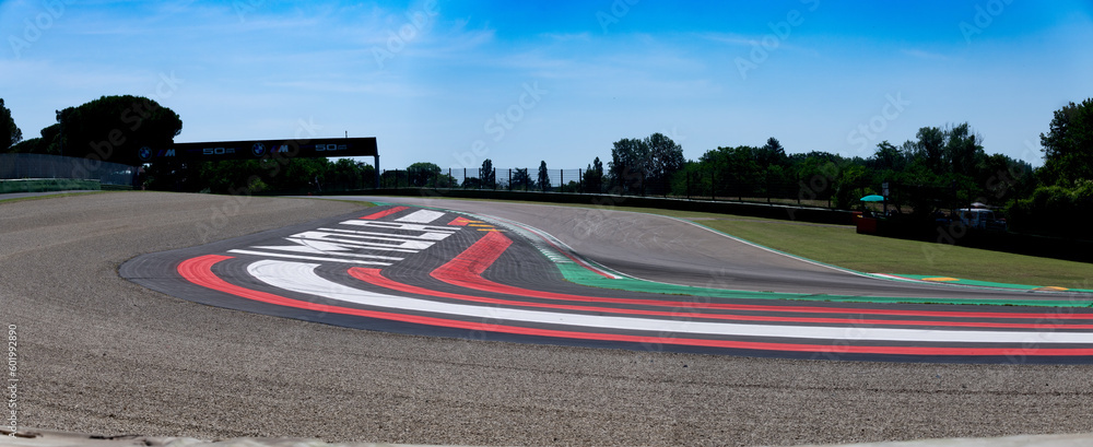 Double turn of asphalt race track, Imola circuit Italy, Acque minerali ...