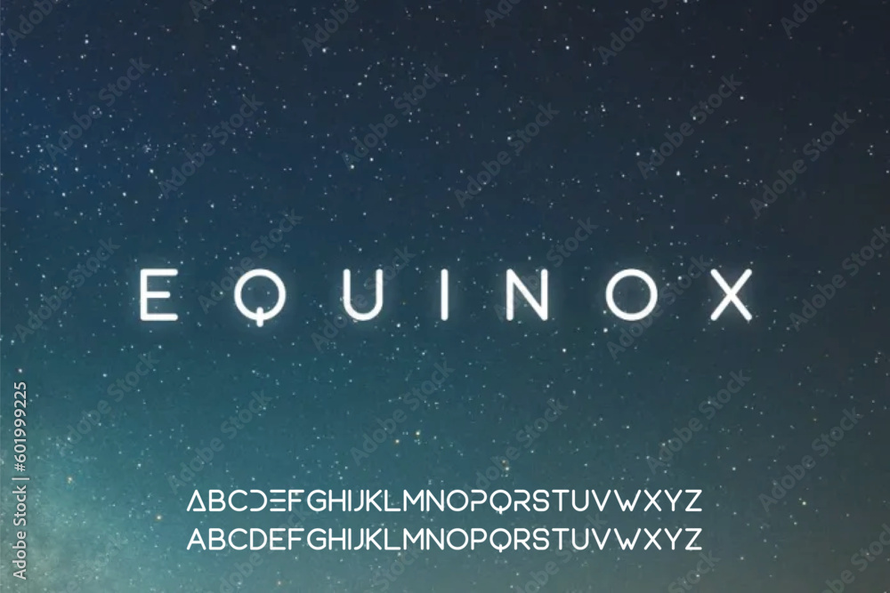 EQUINOX Sports minimal tech font letter set. Luxury vector typeface for ...