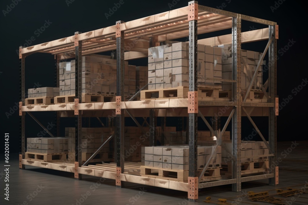 3D model of a dual pallet rack. Generative AI Stock Illustration ...