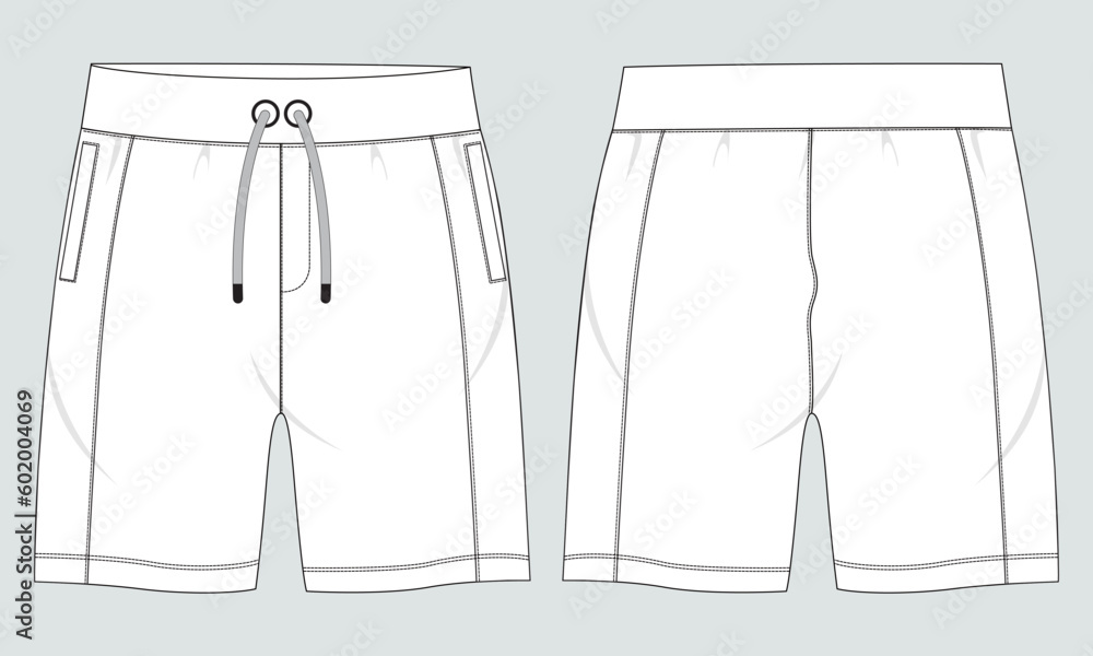Sweat Shorts pant Technical drawing fashion flat sketch vector ...