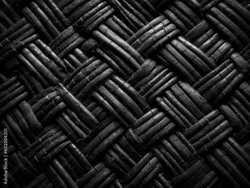 Dark black Abstract woven mat texture. Wickerwork background created ...