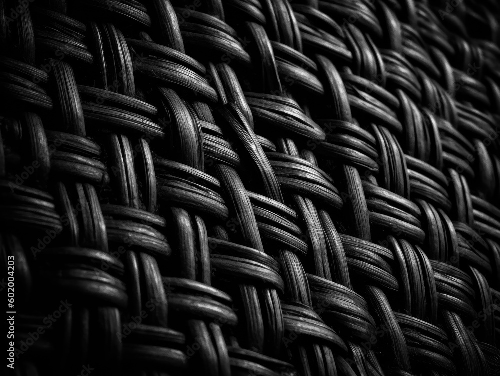 Dark black Abstract woven mat texture. Wickerwork background created ...