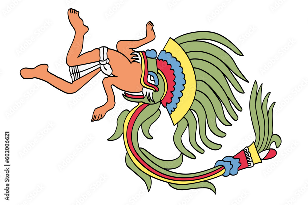 Quetzalcoatl as Feathered Serpent, Aztec god. The plumed serpent is ...